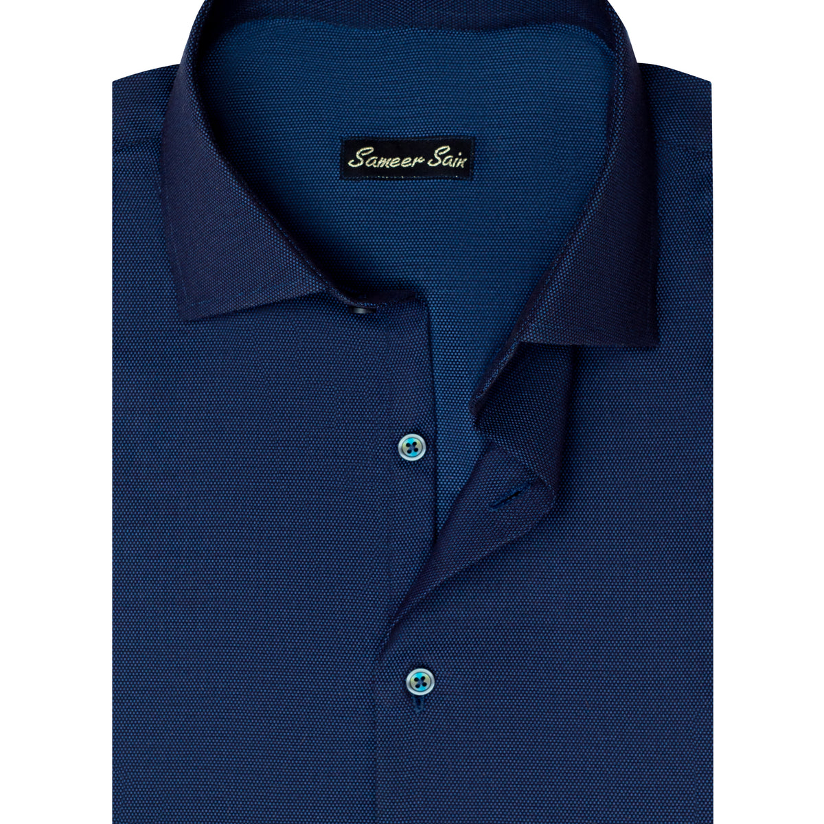 NAVY BLUE MICRO DOTED SHIRT – Sameer Sain