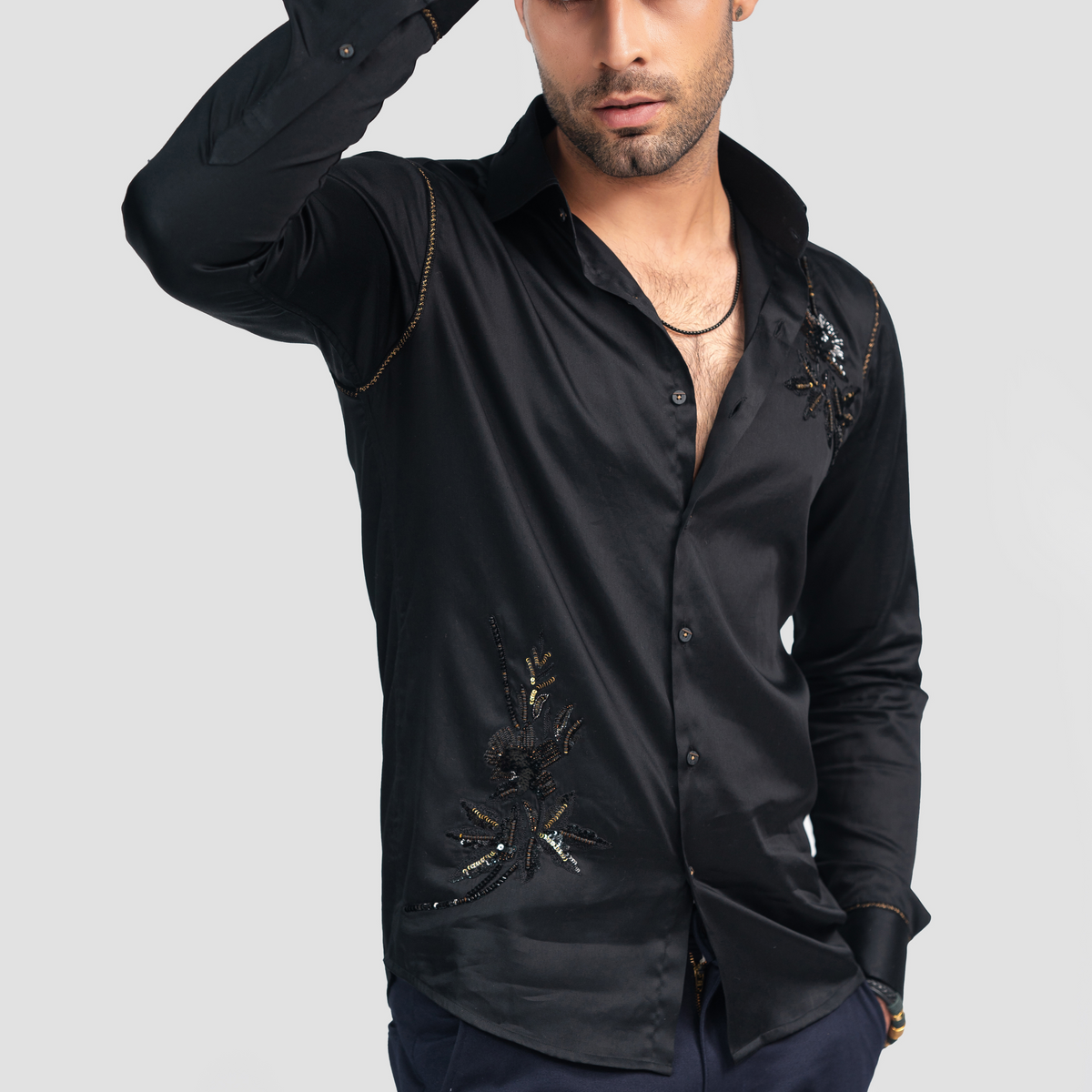 Black floral shirt – Sameer Sain