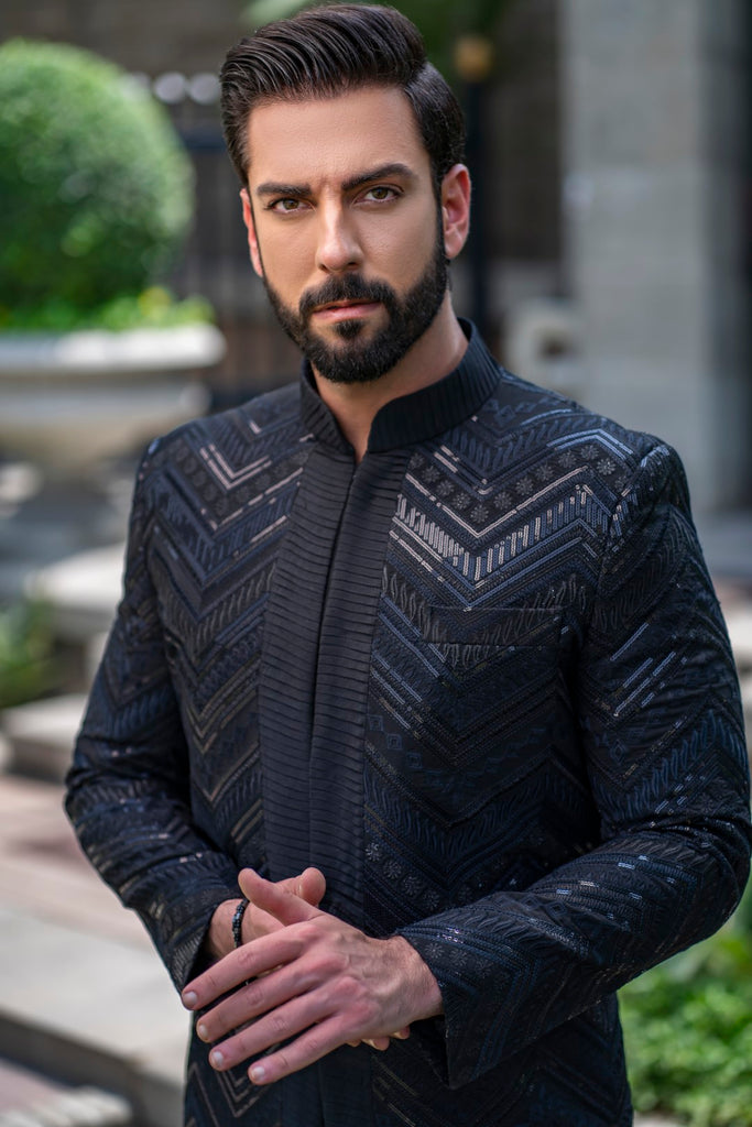 Black zic zed sherwani – Sameer Sain
